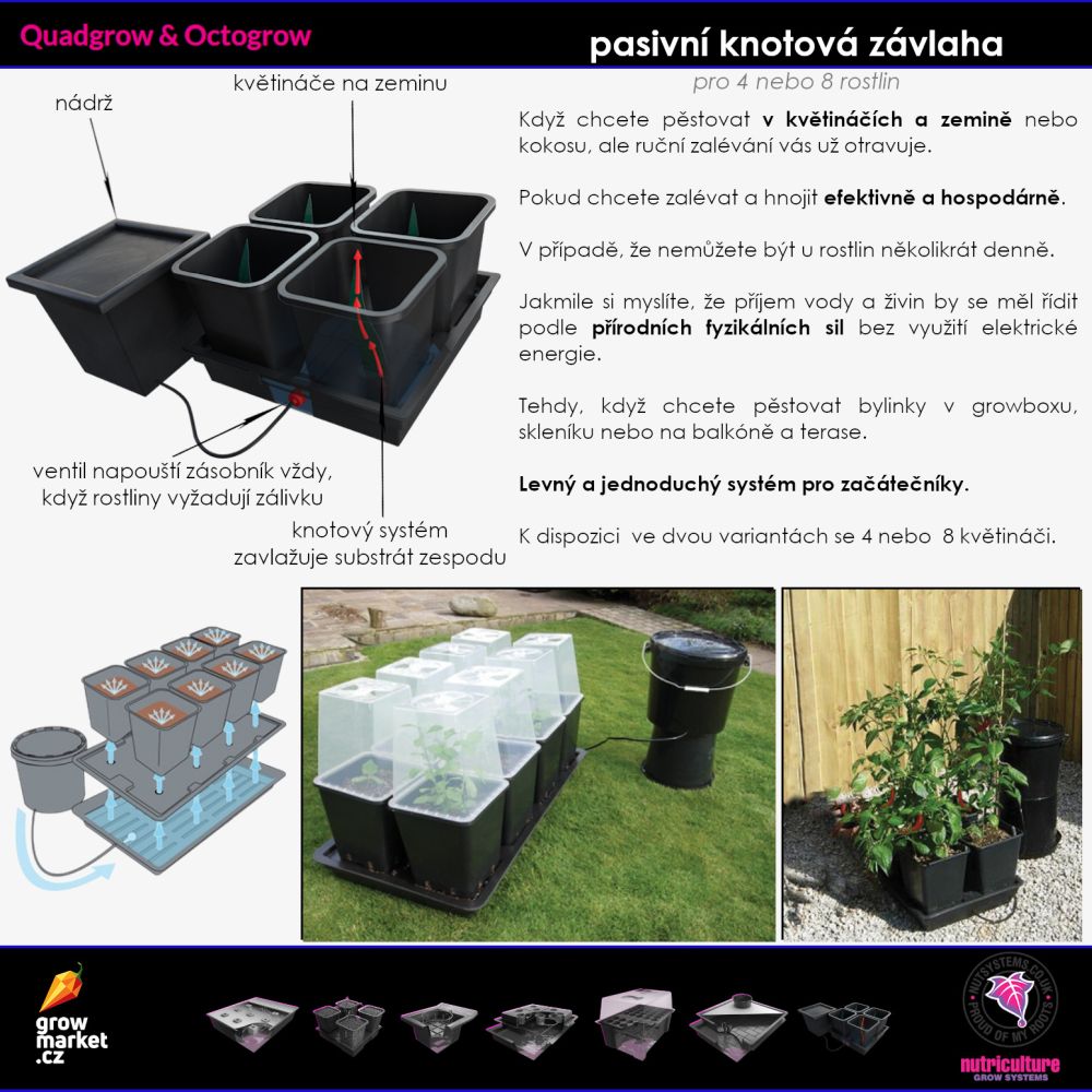 Nutriculture Quadgrow, knôtový hydroponický systém pre 4 bylinky ...